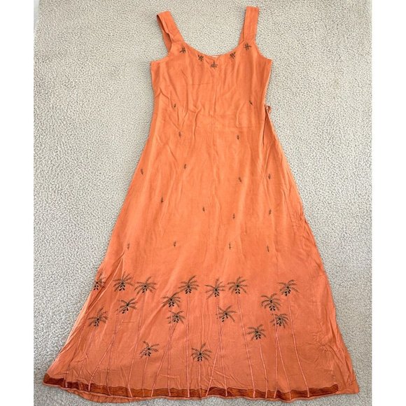 Papillon Blanc | Dresses | Vintage Papillon Dress Orange Maxi Boho ...